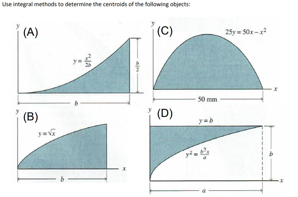 Solved Use integral methods to determine the centroids of | Chegg.com