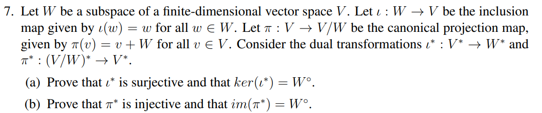 Solved 7. Let W be a subspace of a finite-dimensional vector | Chegg.com