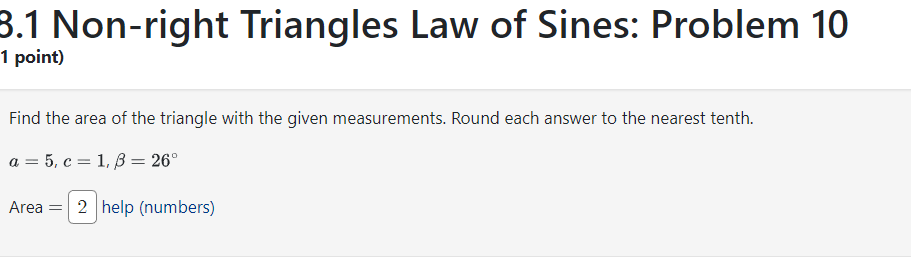 Solved 3.1 Non-right Triangles Law of Sines: Problem 10 1 | Chegg.com