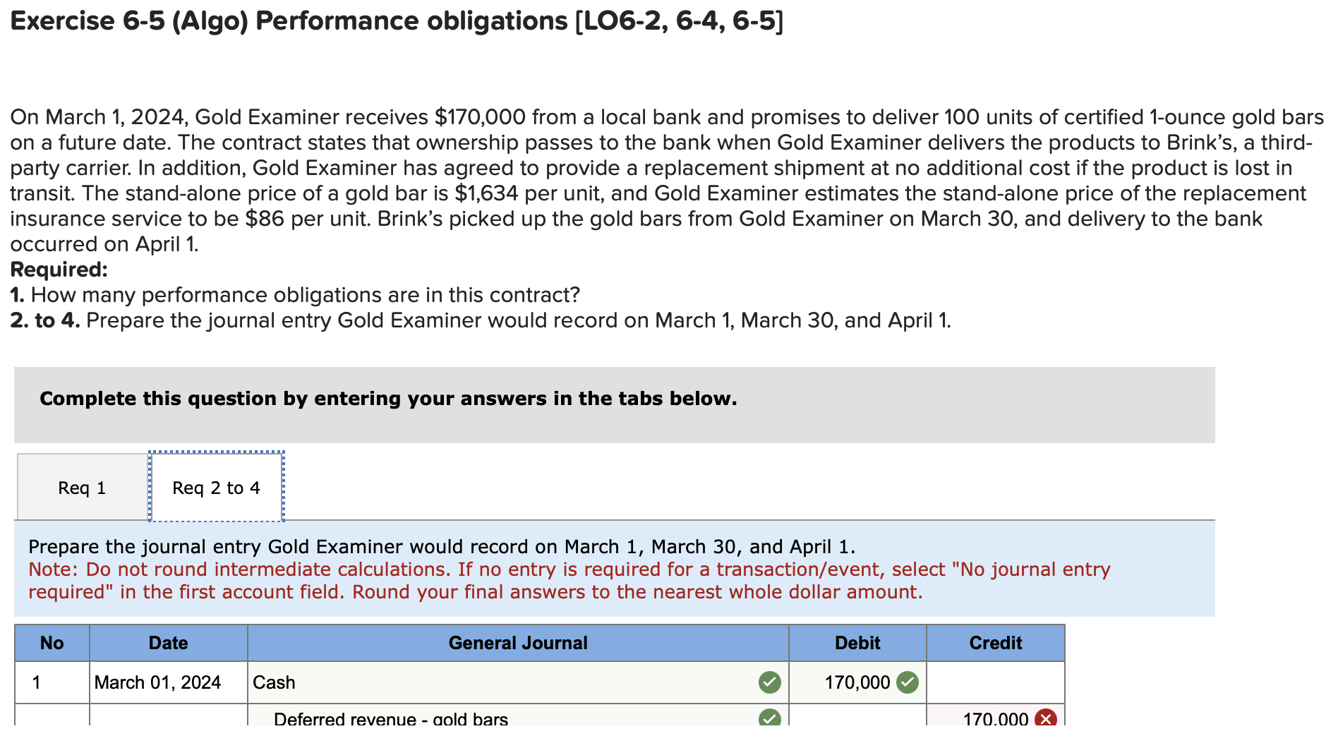 Solved Exercise 6-5 (Algo) Performance obligations [LO6-2, | Chegg.com