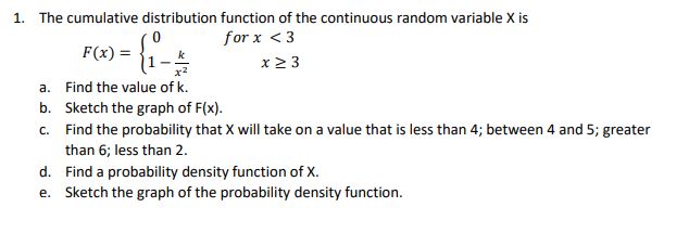 The cumulative distribution function of the | Chegg.com