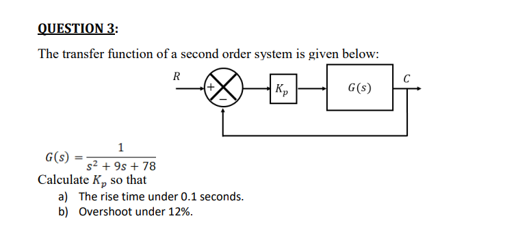The transfer function of a second order system is | Chegg.com