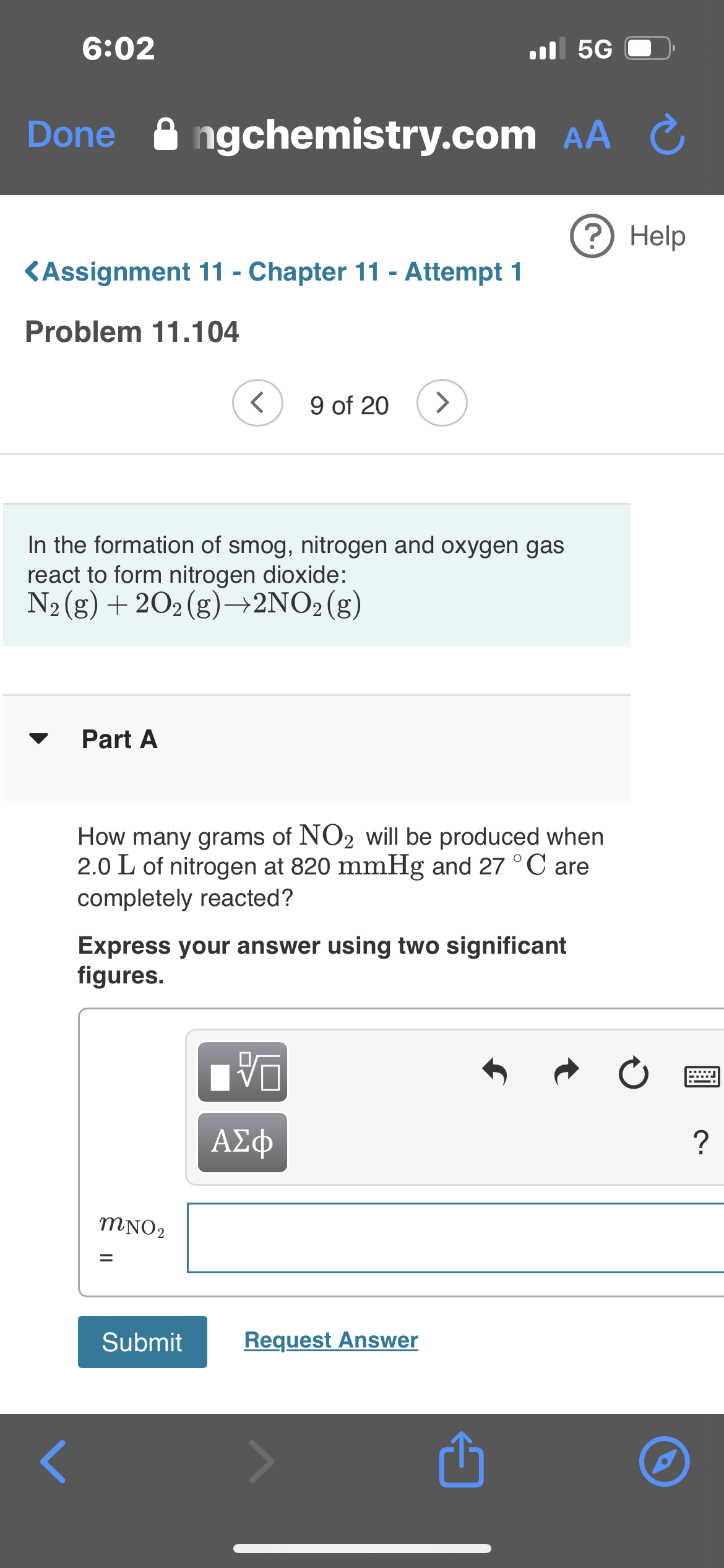 Solved In the formation of smog, nitrogen and oxygen | Chegg.com