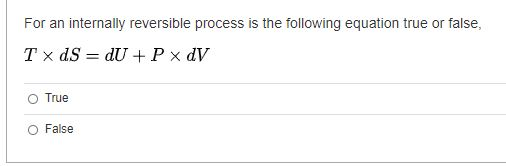 Solved For an internally reversible process is the following | Chegg.com