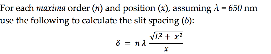 Solved For each maxima order (n) and position (x), assuming | Chegg.com