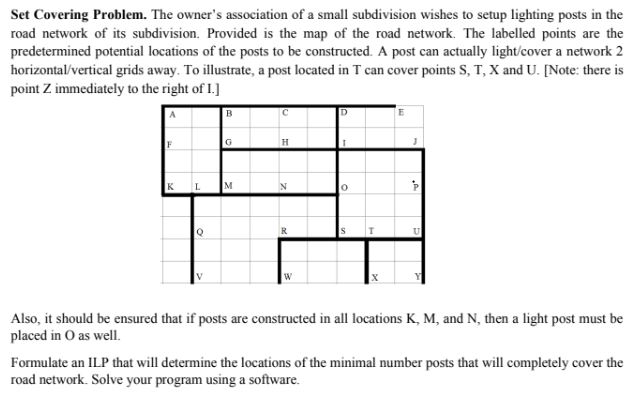 Set Covering Problem. The owner's association of a | Chegg.com
