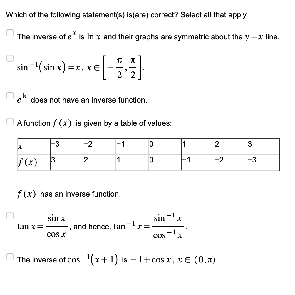 Solved The inverse of ex is lnx and their graphs are | Chegg.com