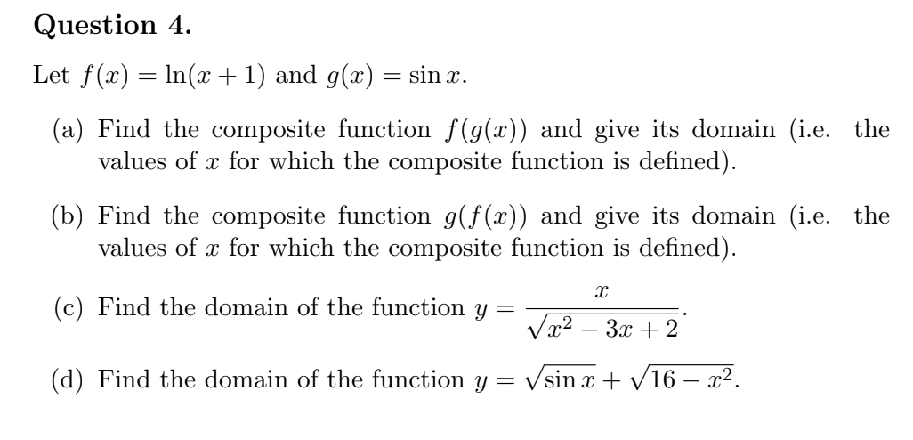 Solved Let f(x)=ln(x+1) and g(x)=sinx. (a) Find the | Chegg.com