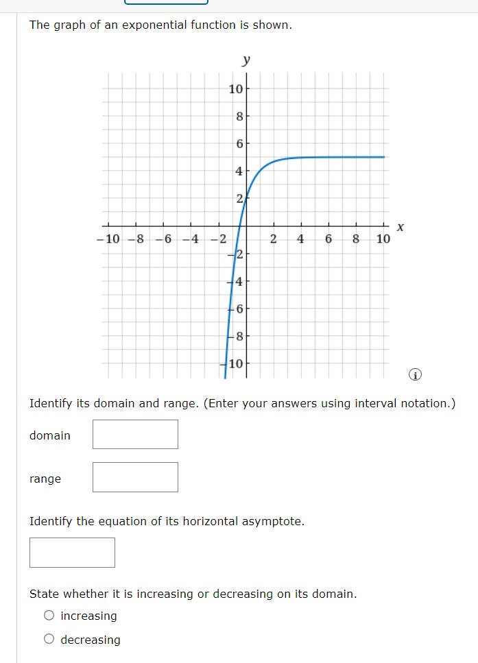 Solved The graph of an exponential function is shown. | Chegg.com