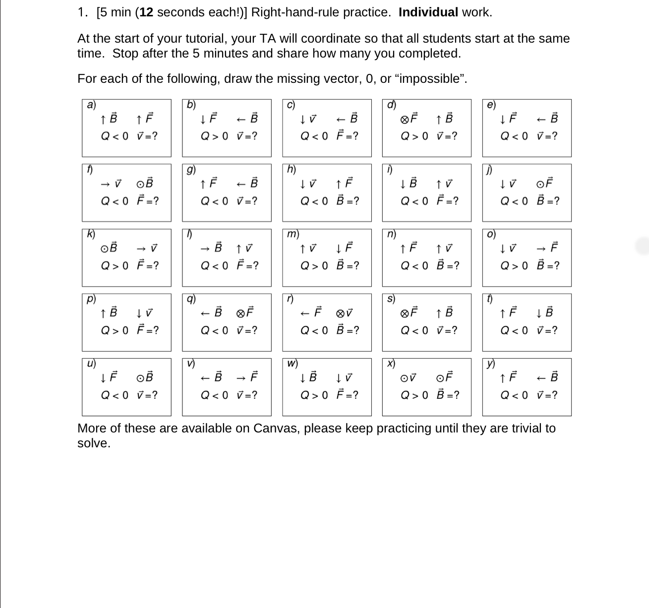 Solved 1. \( [5 \mathrm{~min}(12 \) ﻿seconds each!)] | Chegg.com