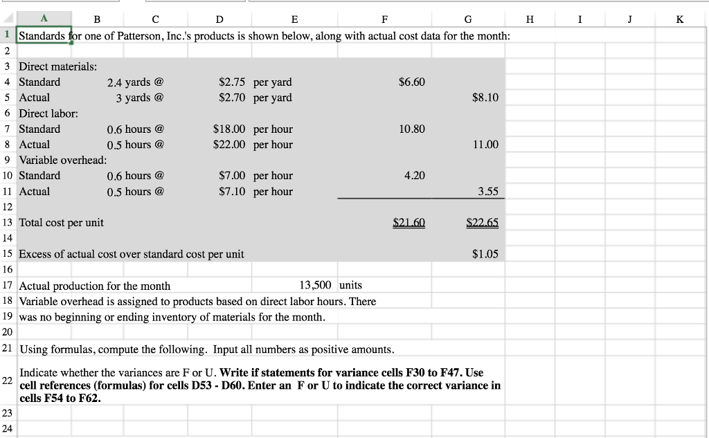 Solved 1 Standards for one of Patterson, Inc.'s products is | Chegg.com