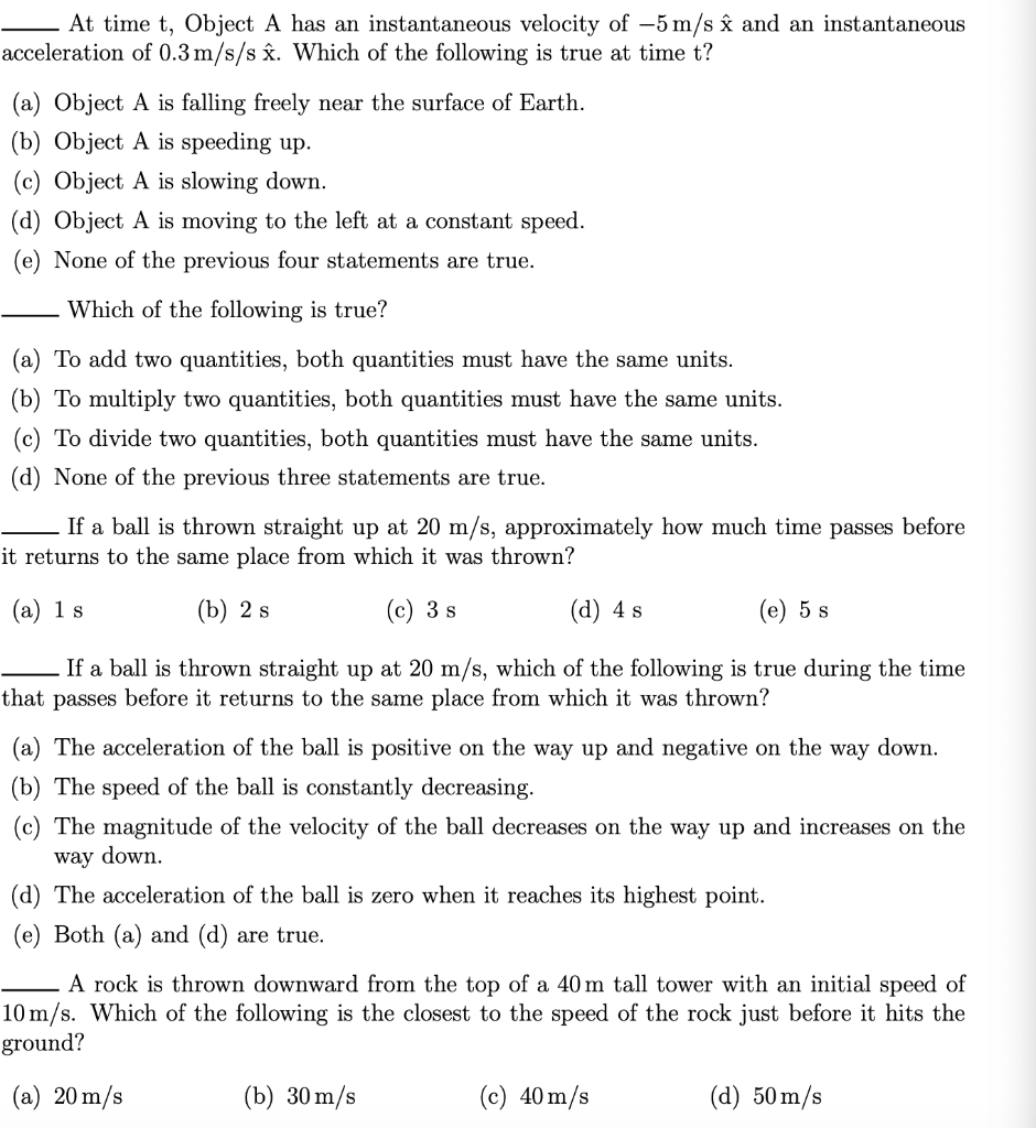 Solved A - At time t, Object A has an instantaneous velocity | Chegg.com