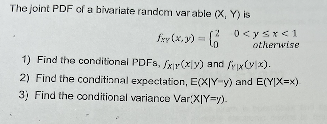 Solved The joint PDF of a bivariate random variable (X,Y) is | Chegg.com