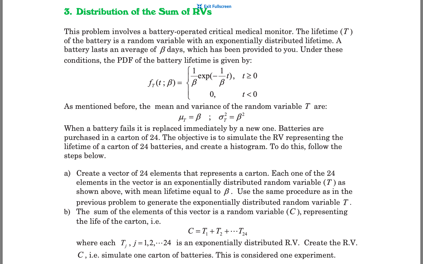 Exit Fullscreen 3. Distribution of the Sum of RVS | Chegg.com