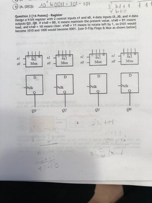 Solved Question 3 [16 Points] - Register Design a 4-bit | Chegg.com