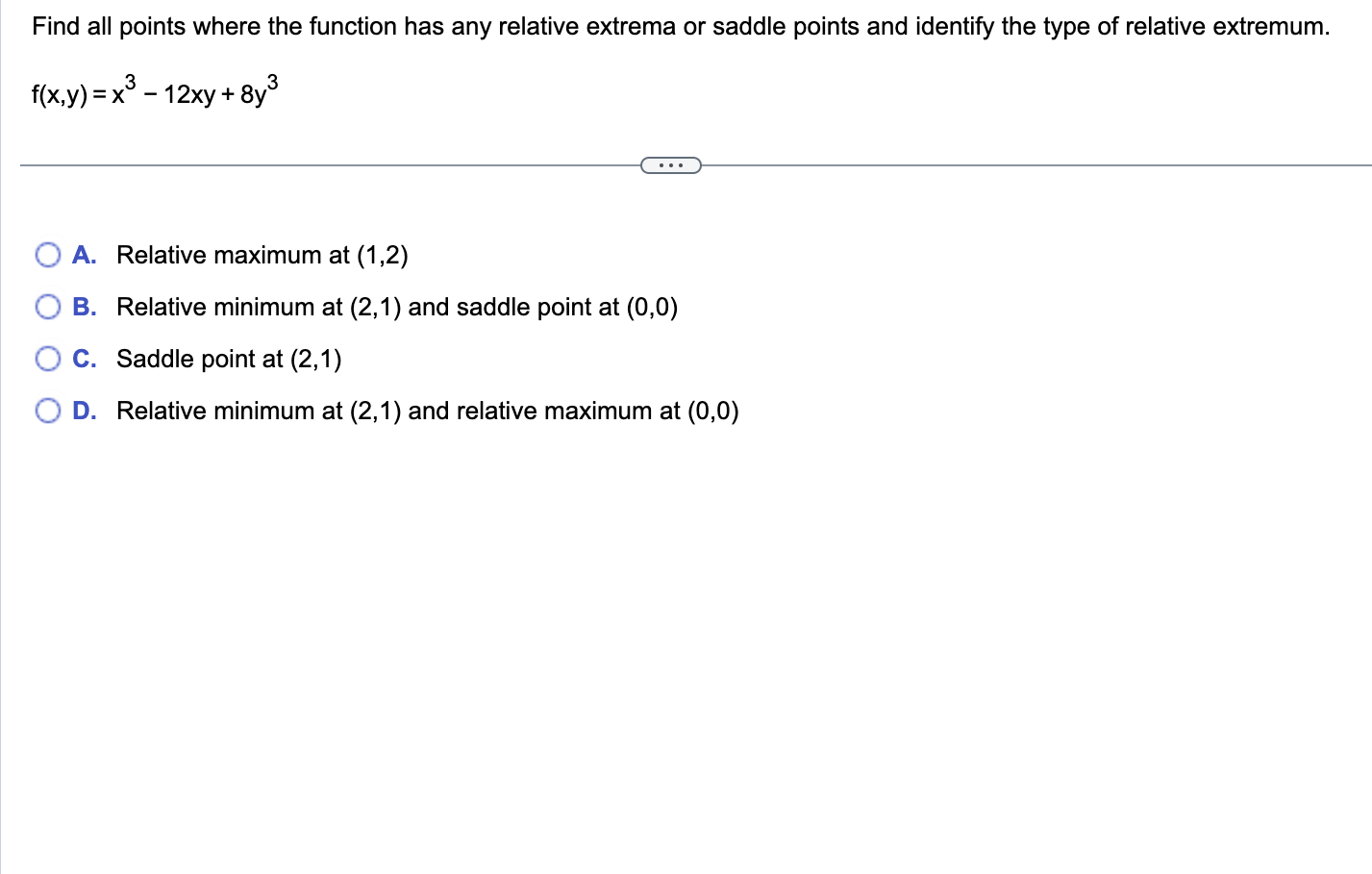 Solved Find all points where the function has any relative | Chegg.com