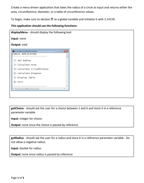 calcArea - should calculate and return the area of a | Chegg.com