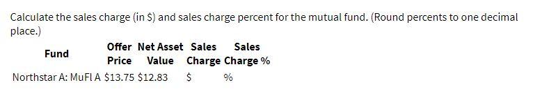 Solved Calculate the sales charge (in S) and sales charge | Chegg.com