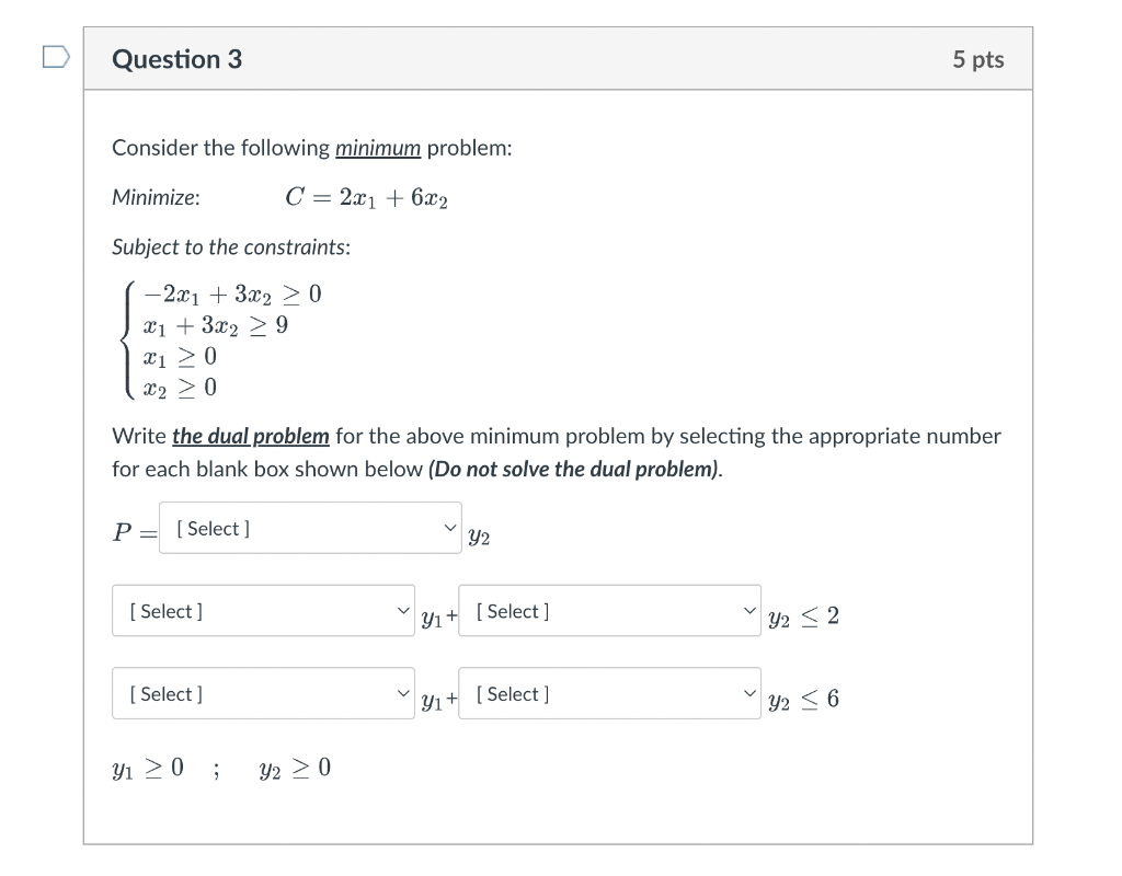 Solved Consider the following minimum problem: Minimize: | Chegg.com