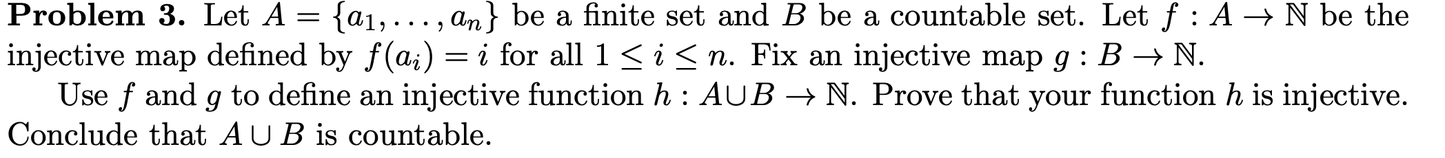 Solved Problem 3. Let A = {ai, ..., An} be a finite set and | Chegg.com