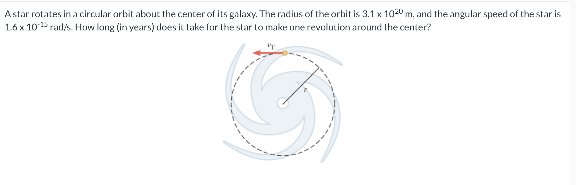 Solved A star rotates in a circular orbit about the center | Chegg.com