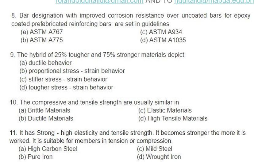Solved 8. Bar designation with improved corrosion resistance | Chegg.com