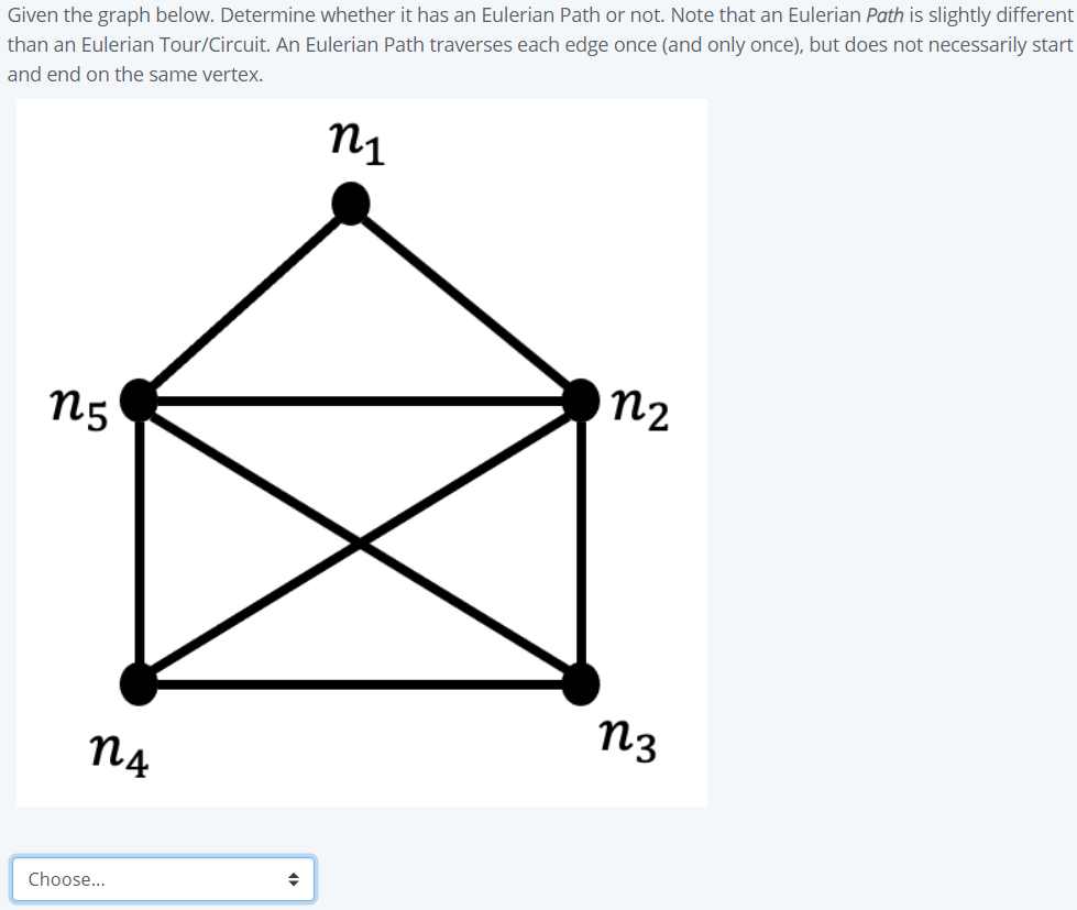 Solved Choose... There IS an Eulerian Path There is NOT an | Chegg.com