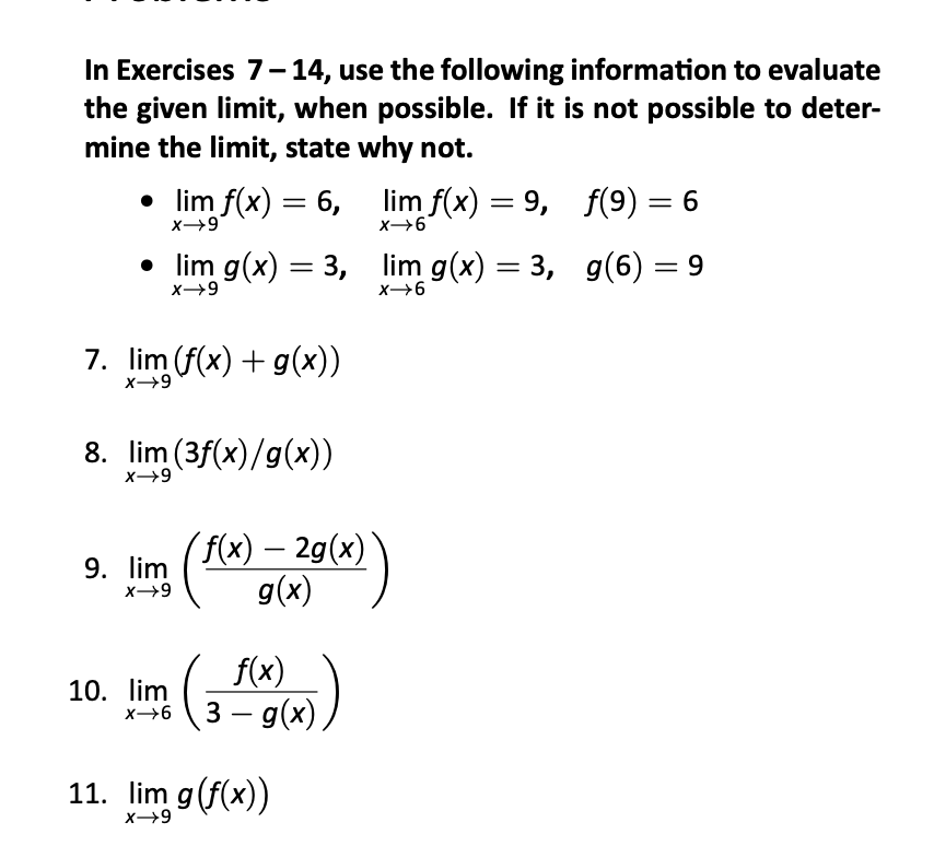Solved In Exercises 7-14, use the following information to | Chegg.com