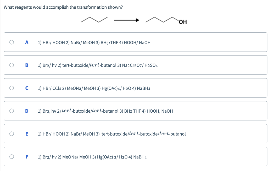 Solved What reactants are required to achieve the following | Chegg.com
