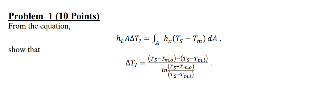 Solved From the equation, show that In Ts-Tmi | Chegg.com