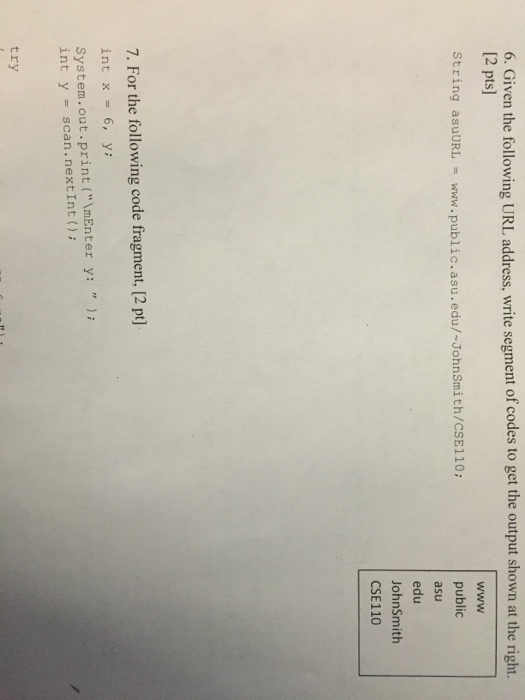 Solved Given the following URL address, write segment of | Chegg.com