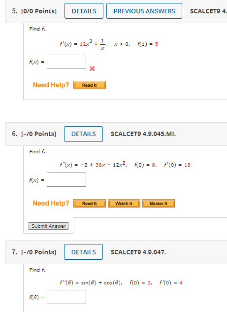Solved 5. [0/0 Points] DETAILS PREVIOUS ANSWERS SCALCET9 4. | Chegg.com
