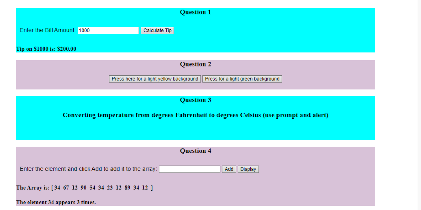 Solved Instruction: Please place all the JavaScript code in | Chegg.com