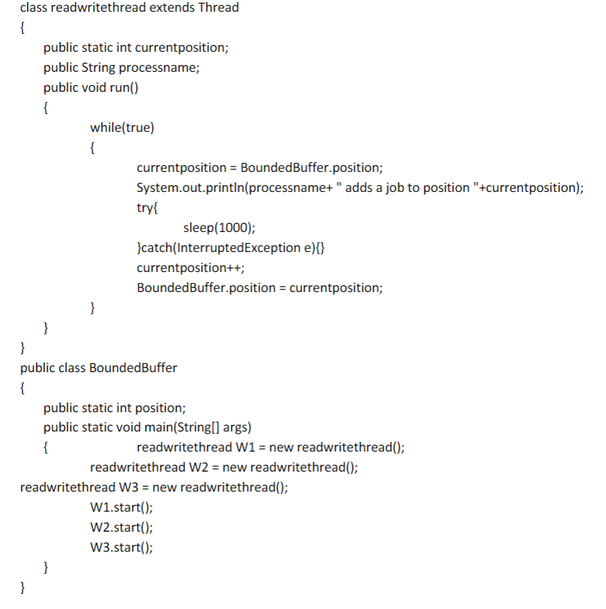 Solved class readwritethread extends Thread \{ public static | Chegg.com