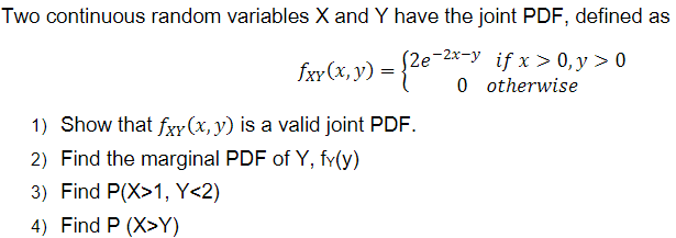 Solved Two continuous random variables X and Y have the | Chegg.com