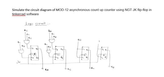 Solved Simulate the circuit diagram of MOD-12 asynchronous | Chegg.com