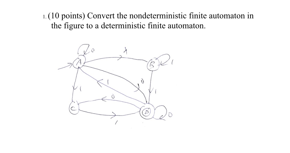 Solved 1 10 Points Convert The Nondeterministic Finite