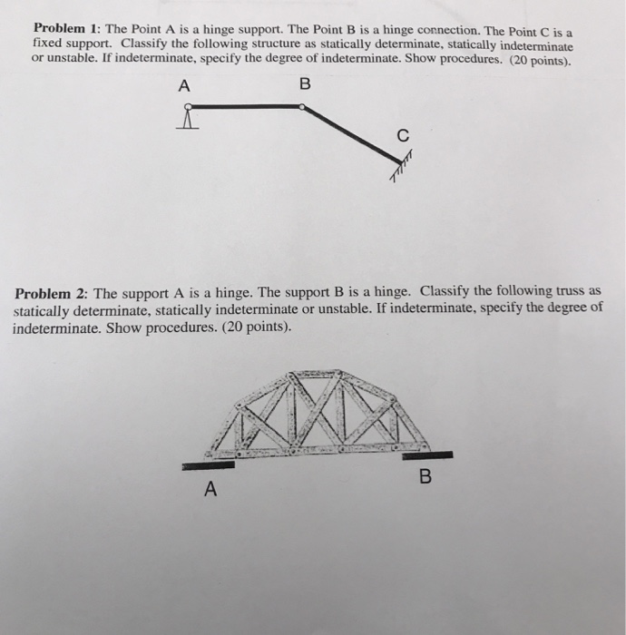 Solved Problem 1: The Point A is a hinge support. The Point | Chegg.com