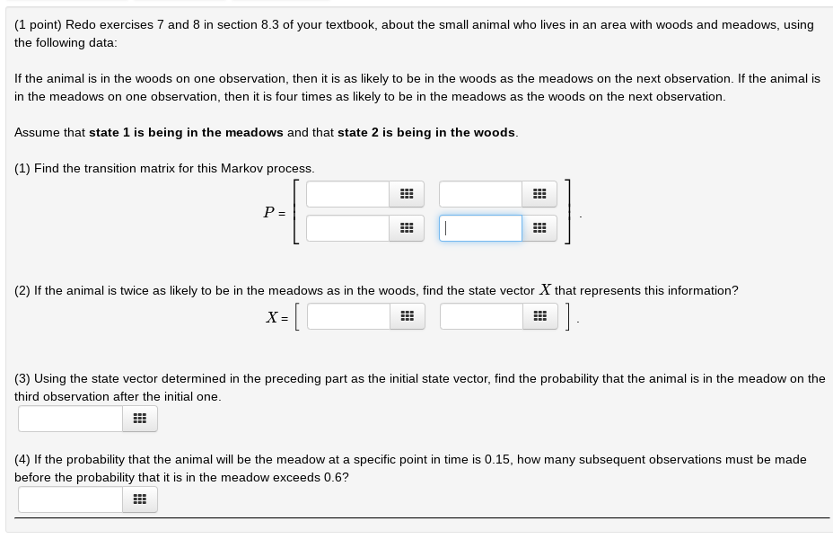 Solved (1 point) Redo exercises 7 and 8 in section 8.3 of | Chegg.com