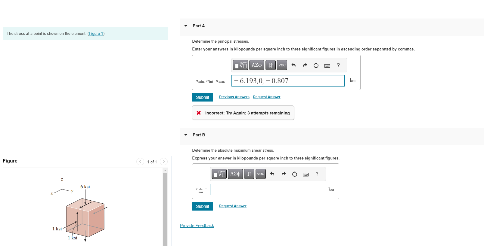 Solved The stress at a point is shown on the element. | Chegg.com