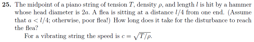 Solved 25. The midpoint of a piano string of tension T, | Chegg.com