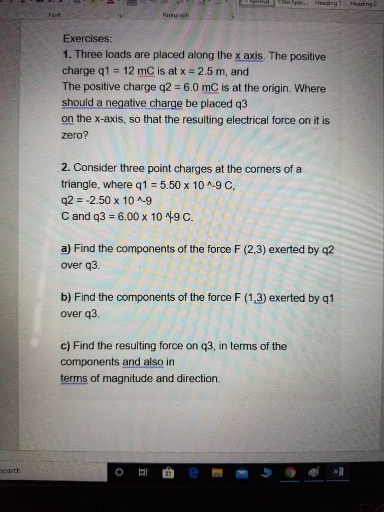 Solved 1. Tres cargas se colocan a lo largo del eje x. La | Chegg.com