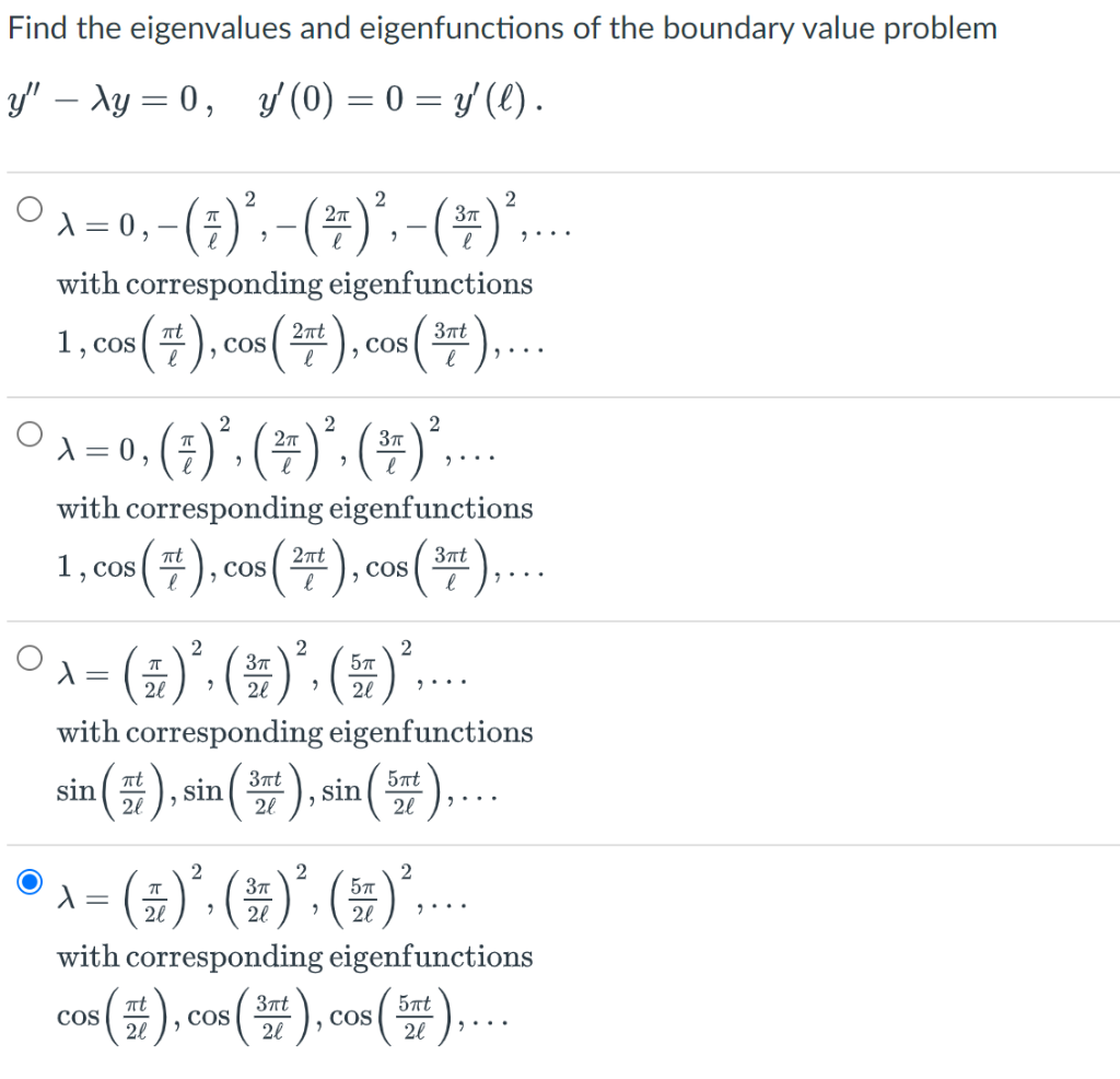 Find the eigenvalues and eigenfunctions of the | Chegg.com