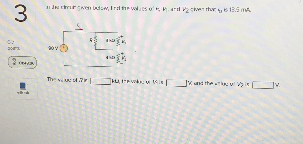 Solved In the circuit given below, find the values of R, V1, | Chegg.com