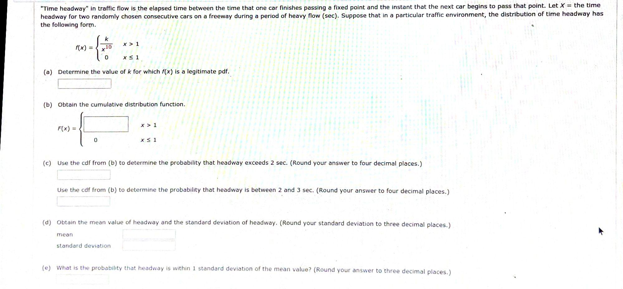 Solved "Time headway" in traffic flow is the elapsed time | Chegg.com