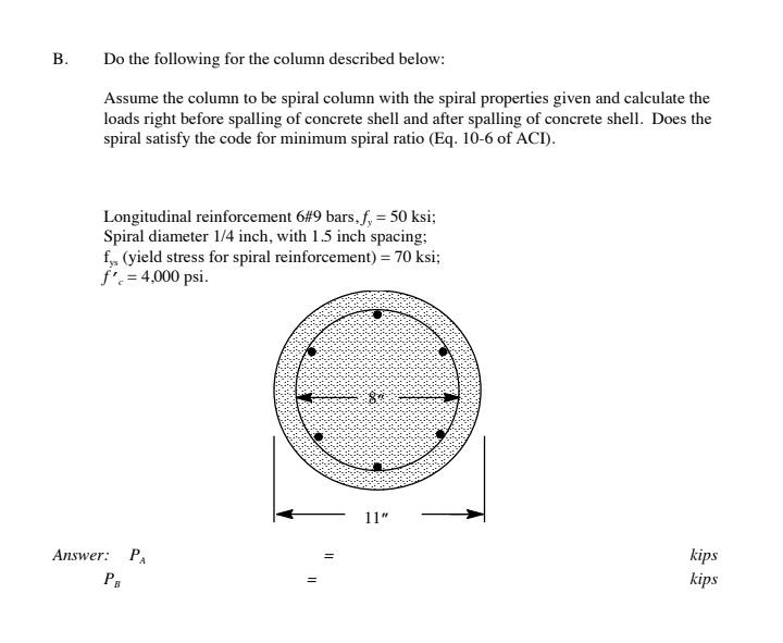 Solved B. Do the following for the column described below: | Chegg.com