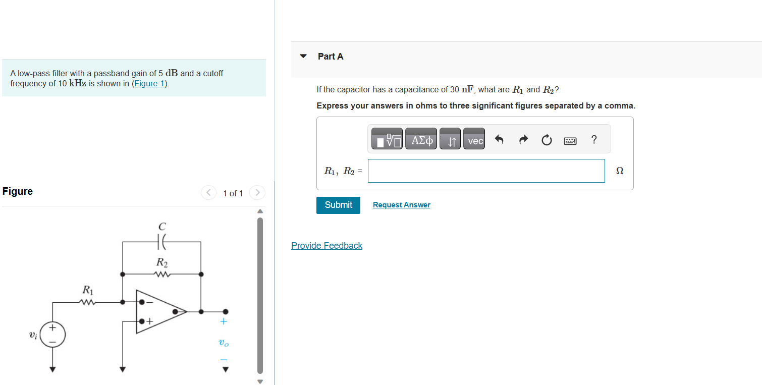 Solved A low-pass filter with a passband gain of 5 dB and a | Chegg.com
