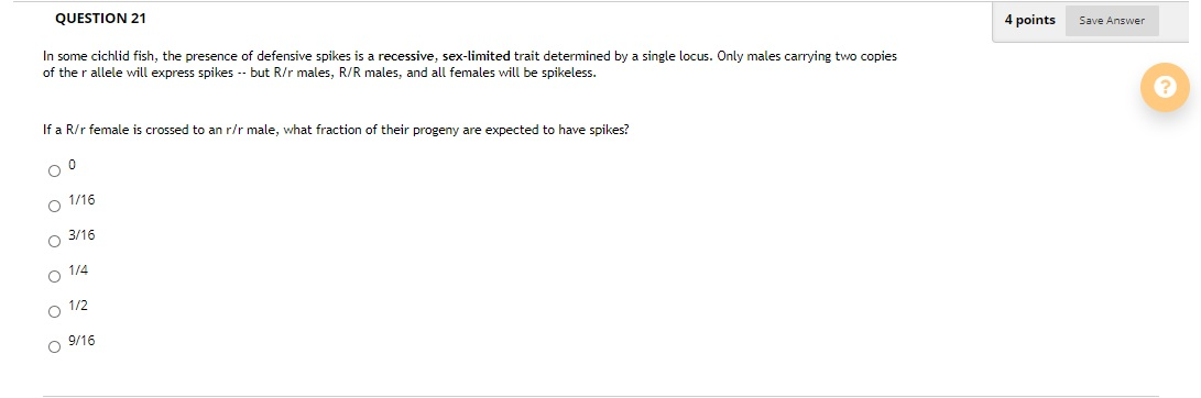 Solved Genetics homework help please. In some cichlid fish, | Chegg.com