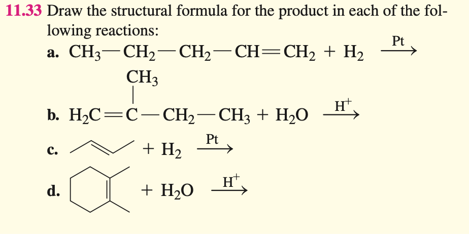 Solved 11.33 Draw the structural formula for the product in | Chegg.com