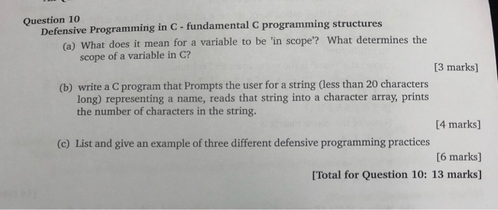 Solved Question 10 Defensive Programming in C-fundamental C | Chegg.com